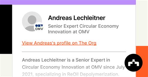 Andreas Lechleitner Senior Expert Circular Economy Innovation At Omv The Org