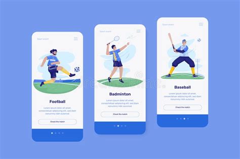 Sport Activity Vector Illustration On Onboarding Screen Set Stock Illustration Illustration Of