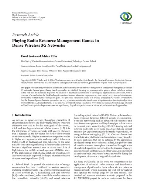 Pdf Playing Radio Resource Management Games In Dense Wireless 5g Networks