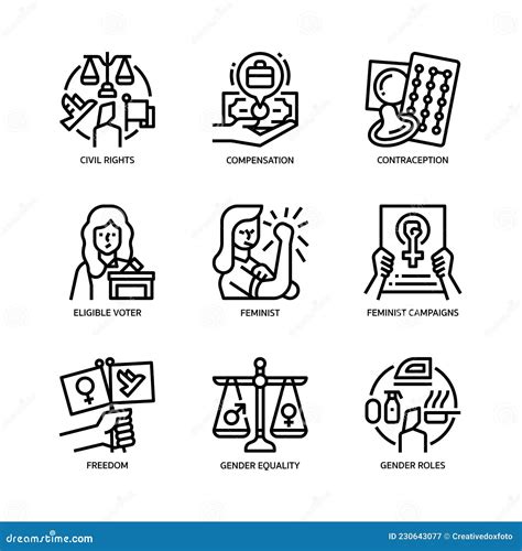 Feminist Icons Set Stock Vector Illustration Of Freedom 230643077