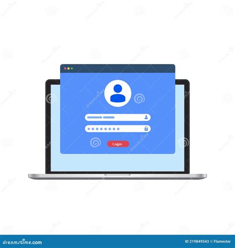 Laptop With Authorization Login And Password Of The User To The System Or Account Vector