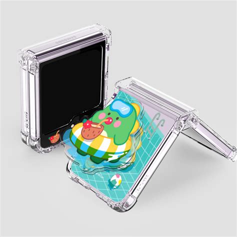 Trycozy 리틀티노 풀파티 아크릴 스마트톡 갤럭시z플립시리즈 힌지보호 투명범퍼케이스