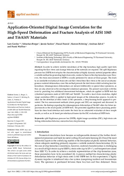 Pdf Application Oriented Digital Image Correlation For The High Speed