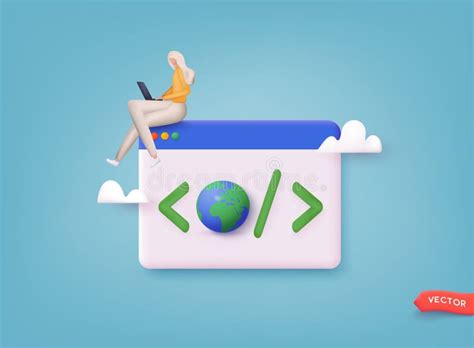 web development concept website coding web page 3d web vector