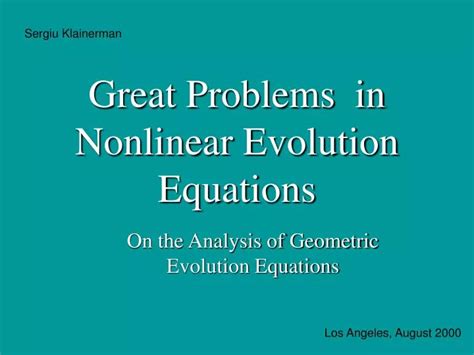 PPT Great Problems In Nonlinear Evolution Equations PowerPoint Presentation ID