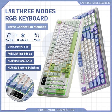 Langtu L98 3Model RGB Mute Keyboard Girls Office Bluetooth 2 4G Wireless Mechanical Feeling