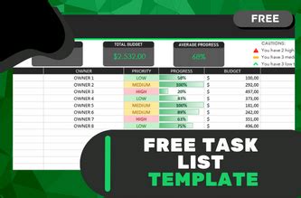 Free Task List Template Exsheets