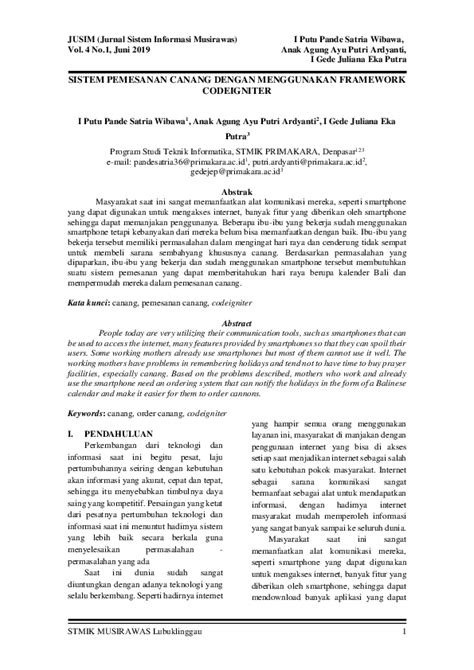 Pdf Sistem Pemesanan Canang Dengan Menggunakan Framework Codeigniter