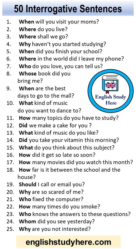 50 Examples With Interrogative Sentences Interrogative Sentences