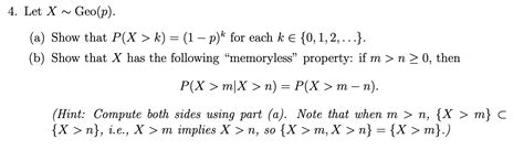 solved x∼geo p show that p x k 1−p k for each