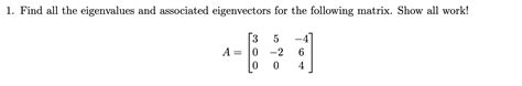 Solved Find All The Eigenvalues And Associated Eigenvectors