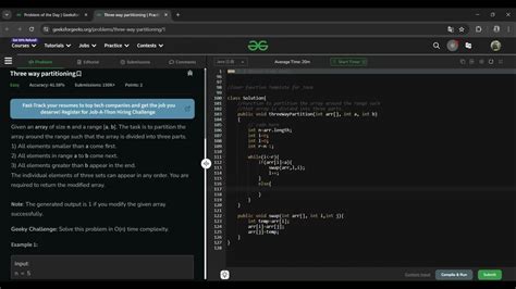 Three Way Partitioning 21 04 2024 Gfg Potd Java Geeksforgeeks