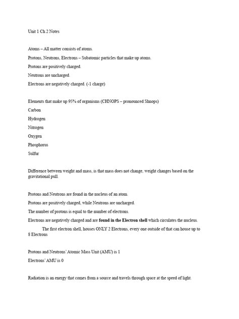 unit 1 ch 2 notes pdf proton atoms