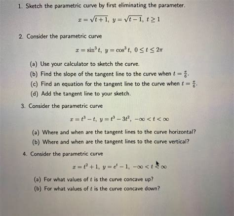 solved 1 sketch the parametric curve by first eliminating