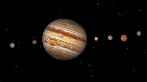 Jupiter And Its Moons In The Night Sky Premium Ai Generated Image