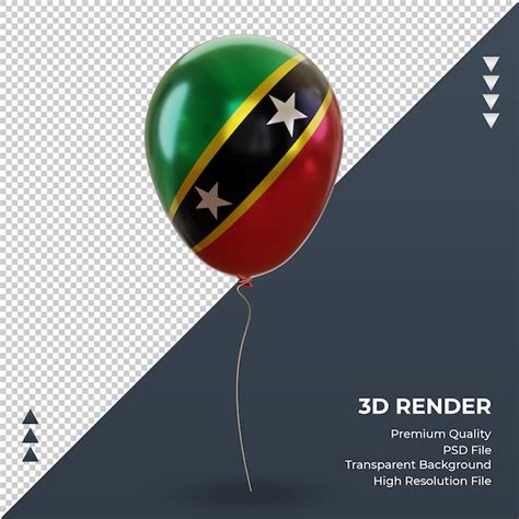 3d 풍선 세인트 키츠 네비스 플래그 현실적인 호일 렌더링 전면 보기 프리미엄 Psd 파일