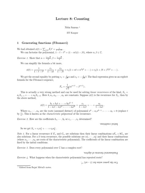 Lec08 Pdf Recurrence Relation Function Mathematics