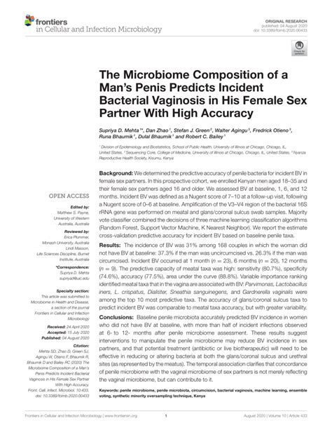 Pdf The Microbiome Composition Of A Mans Penis Predicts Incident
