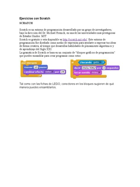Ejercicios Con Scratch Pdf Scratch Lenguaje De Programación Informática