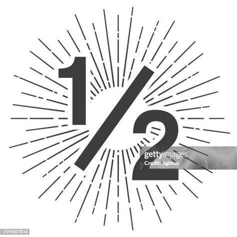1 Out Of 2 One Half Icon With Sunbursts On White Background High Res