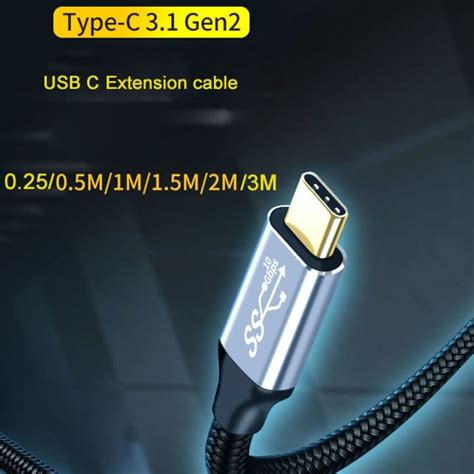 Cáp Mở Rộng Type C Dây Nối Dài USB C 3 1 Thế Hệ 2 Dây Dữ Liệu Sạc Type C Đực Sang Cái 100W