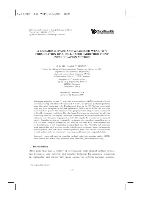 Pdf A Normed G Space And Weakened Weak W2 Formulation Of A Cell