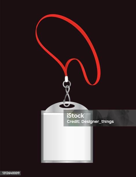 빈 식별 배지 플라스틱 플라스틱 이름 홀더의 템플릿 패스 카드 개인 사무실 태그 또는 현실적인 끈에 빈 배지 배지에 대한 스톡 벡터 아트 및 기타 이미지 Istock