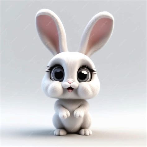 Premium Photo 3d Small Super Cute Bunny With Big Eyes White Background
