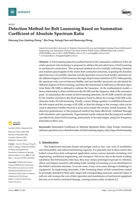 Pdf Detection Method For Bolt Loosening Based On Summation