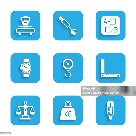 세트 핸드 스케일 스프링 기계 무게 의료 온도계 코너 눈금기 정의의 저울 손목 시계 경로 위치 및 아이콘 벡터 가리키기에 대한