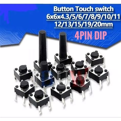 Jual Saklar Tekan 6x6x5 Mm 4 Pin Tactile Switch Push Button Arduino Tombol Elektronika Bread