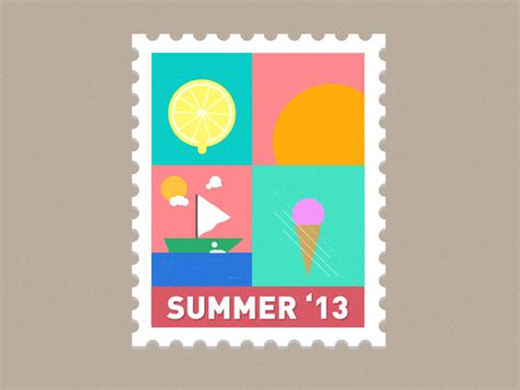 Animated Summer Stamp Cool Animated S Animation Flat Design