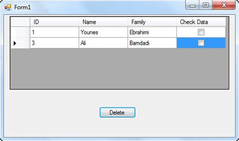 آموزش برنامه نویسی حذف سطرهای تیک خورده در DataGridView آموزش برنامه
