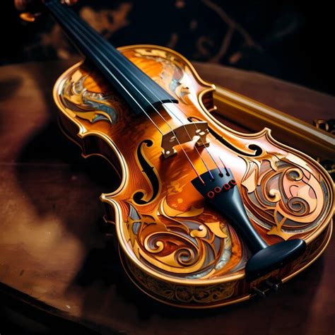 Premium Ai Image Violin Cello With Carved Design Monograms Brown Beautiful