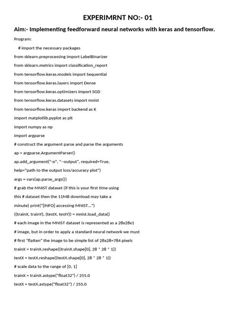 Deep Learning Experiments Pdf Artificial Neural Network