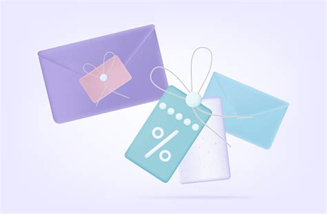 봉투에 할인 된 3d 선물 쿠폰 또는 바우처 판매 배너 배경 로열티 프로그램 큰 할인 및 저렴한 가격의 개념 바우처가있는 선물 봉투 제품 홍보 벡터 0명에 대한 스톡 벡터