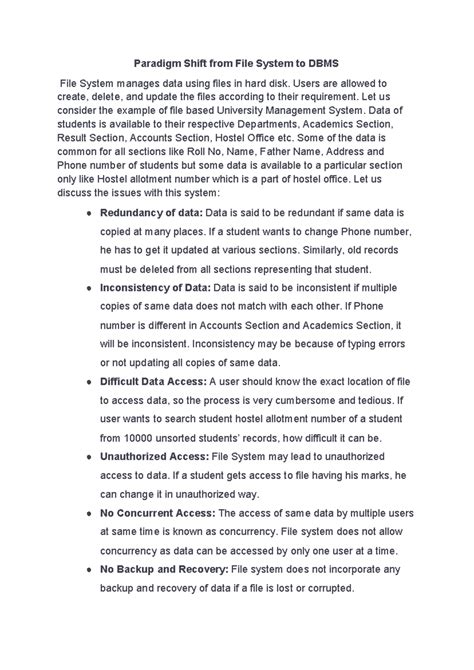 1 file system java notes paradigm shift from file system to dbms