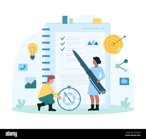 Work Project Planning Survey Checklist Vector Illustration Cartoon