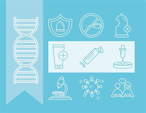 Sexual Health Medical Gynecology Prevention And Protection Icons Line Blue 2614375 Vector Art At