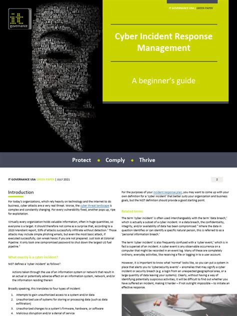 Cyber Incident Response Management Us Jul 21 Pdf Security