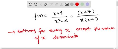 solved determine the values of x for which the function is continuous