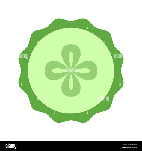 Cucumber Slice Closeup Icon Green Round Piece Of Cucumber Logo Design Flat Vector