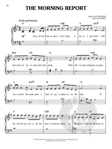 The Lion King Broadway Selections Easy Piano By Elton John All