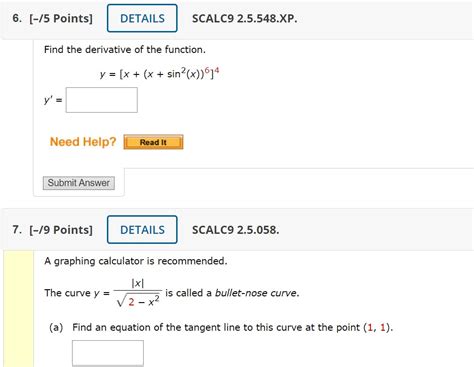 solved 6 [ 5 points] scalc9 2 5 548 xp find the