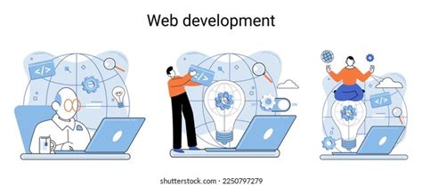 web development metaphor coding programming responsive stock vector