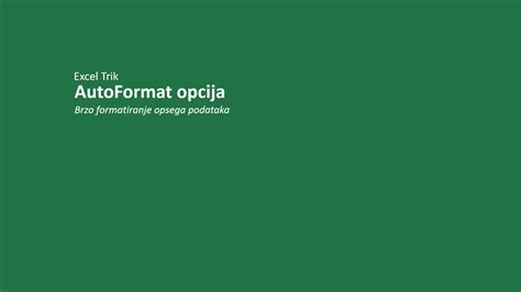 Excel Trik Autoformat Opcija Excel Saveti