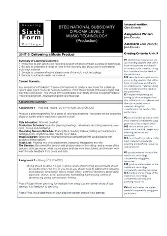Unit Assignment Brief By John Crossley Issuu