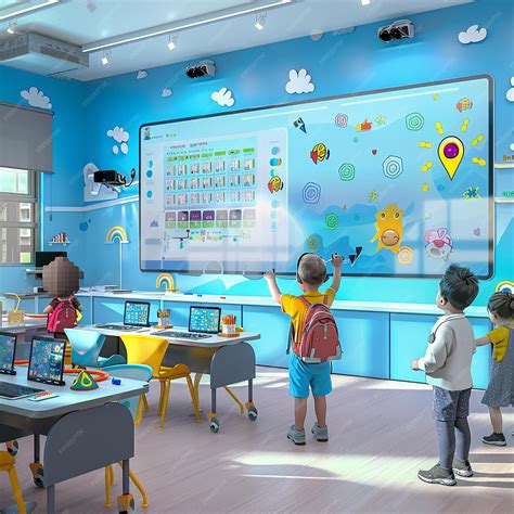 Interactive Smart Classroom With Iot In Education Premium Ai Generated Image