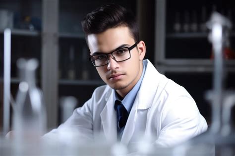 Premium Photo A Handsome Young Scientist Working In His Lab
