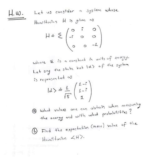 solved h w let us consider system whose hamiltonian h is